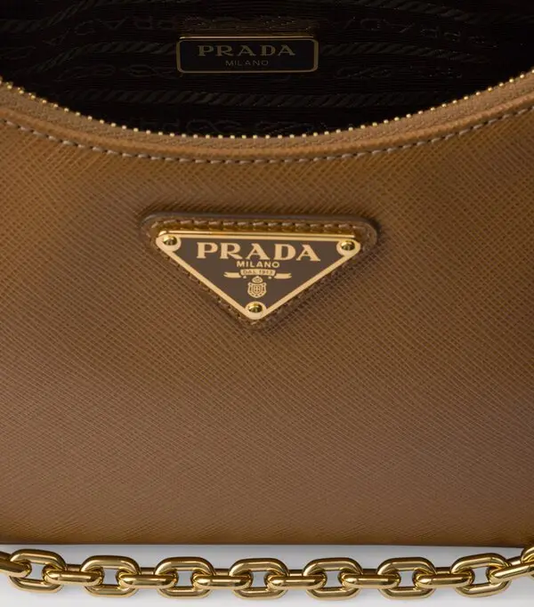 Prada Mini Saffiano Leather Re-edition Bag - Brown