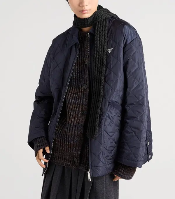 Prada Wool Logo Scarf - Black