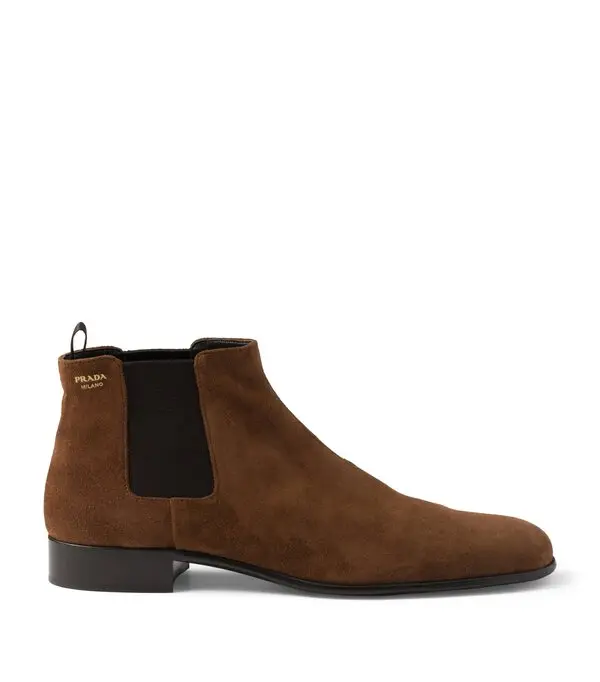 Prada Suede Chelsea Boots - Brown