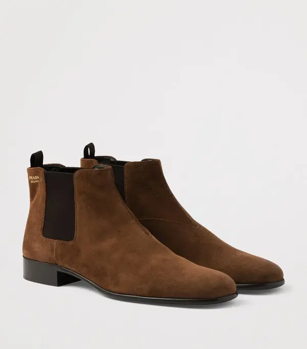 Prada Suede Chelsea Boots - Brown