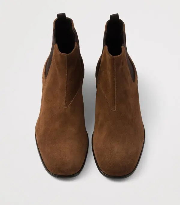 Prada Suede Chelsea Boots - Brown