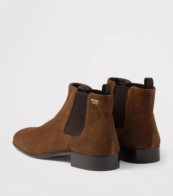 Prada Suede Chelsea Boots - Brown