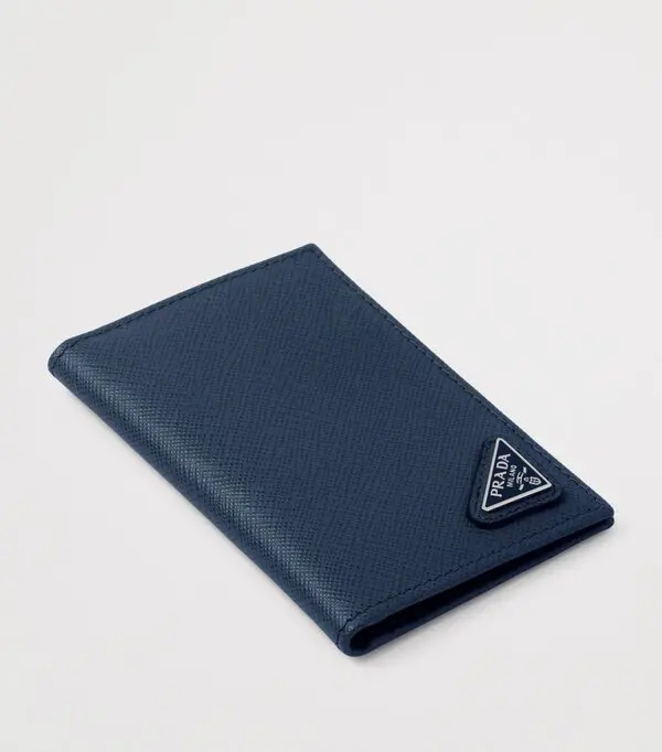 Prada Saffiano Leather Bi-fold Card Holder - Blue