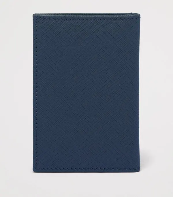Prada Saffiano Leather Bi-fold Card Holder - Blue