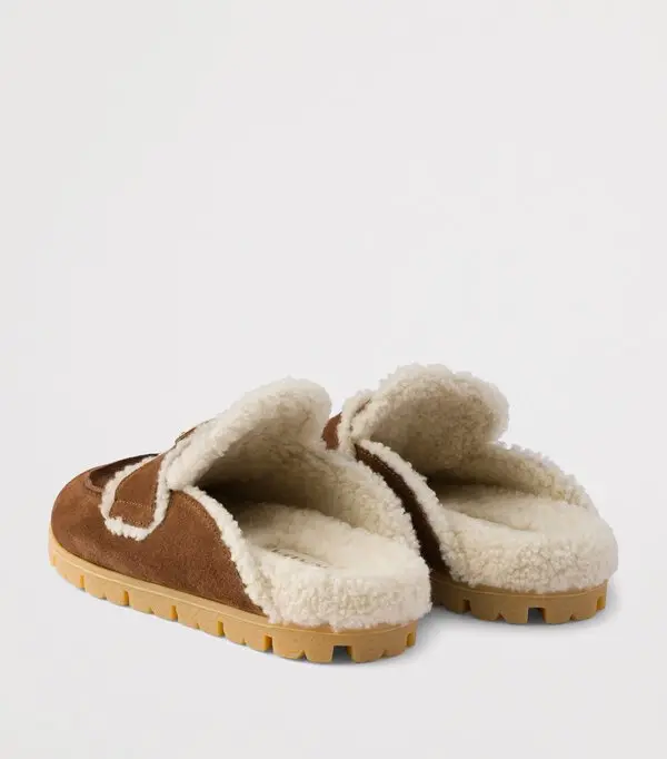 Prada Suede Shearling-lined Mules