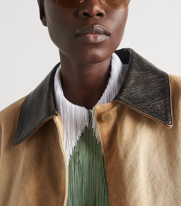 Prada Cotton Canvas Distressed Jacket - Neutral