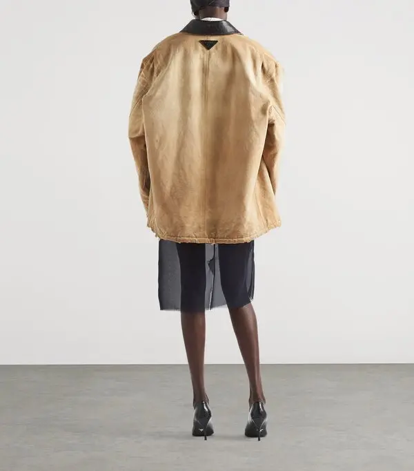 Prada Cotton Canvas Distressed Jacket - Neutral