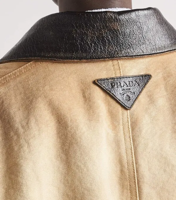Prada Cotton Canvas Distressed Jacket - Neutral
