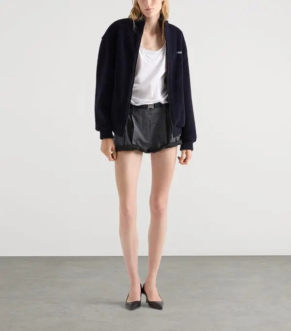 Prada Fleece Bomber Jacket - Blue