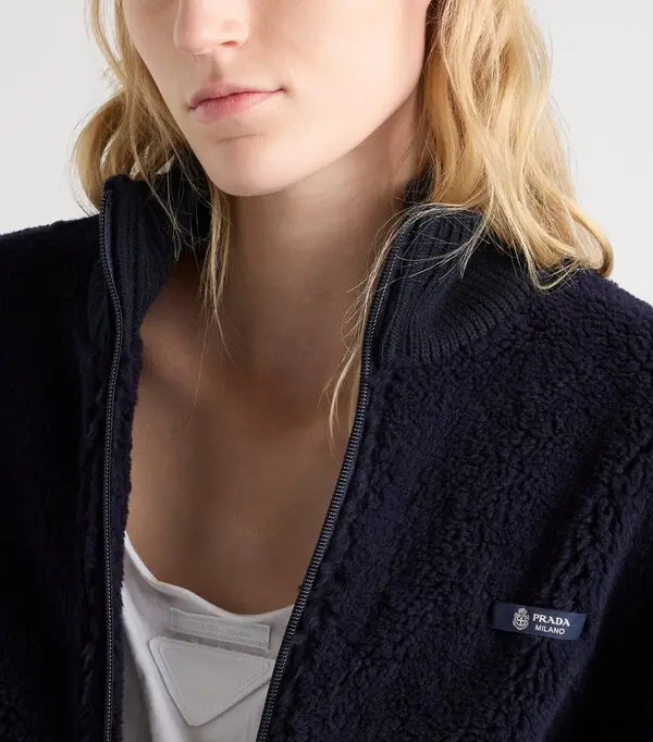 Prada Fleece Bomber Jacket - Blue