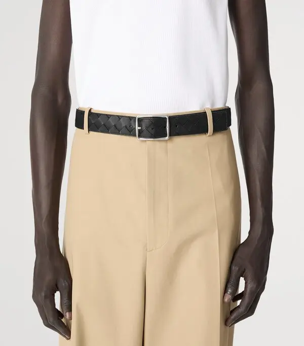 Bottega Veneta Leather Intrecciato Reverso Belt