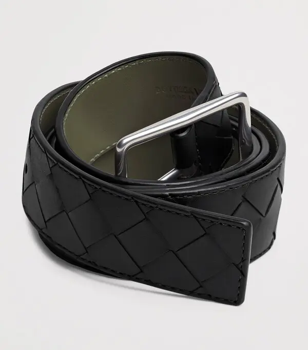 Bottega Veneta Leather Intrecciato Reverso Belt