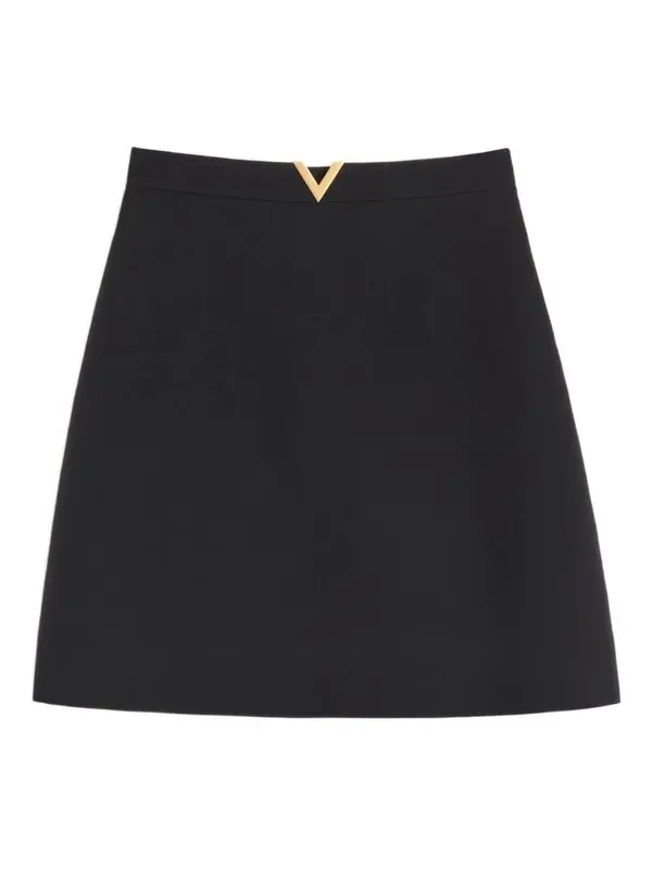 Valentino Garavani Vlogo Signature Wool And Silk Skirt - Black