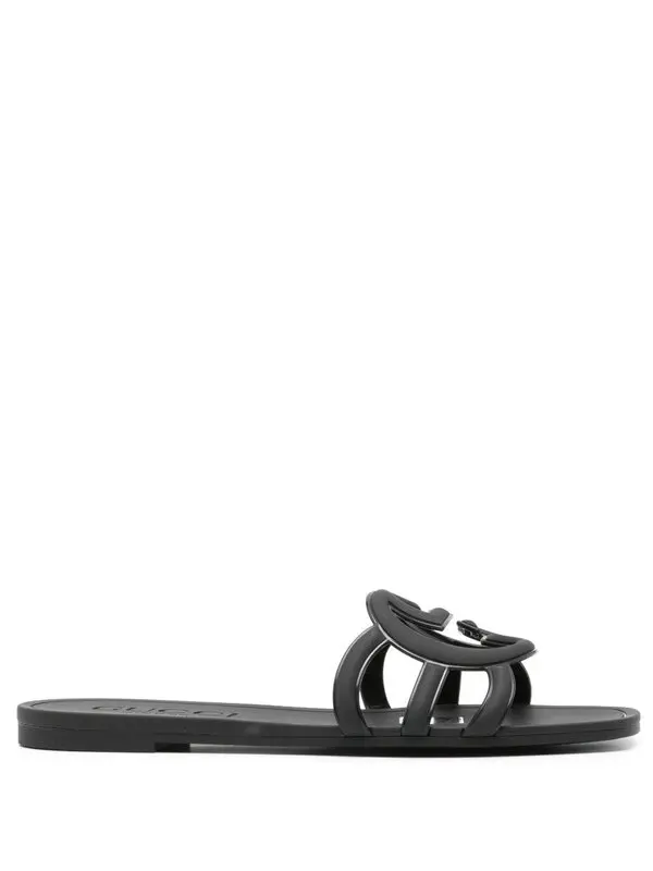 Gucci Gg Interlocking Slides - Black