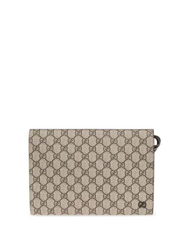 Gucci Gg Zipped Pouch - Brown
