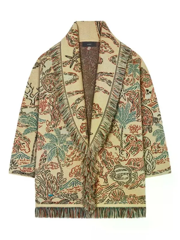 Alanui Sketched Fringed Cardigan - Neutrals
