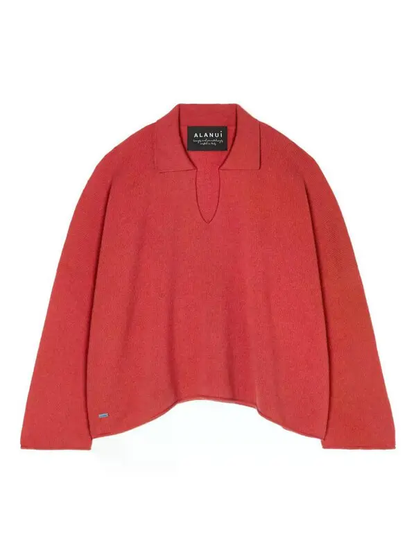 Alanui Polo-collar V-neck Sweater - Red