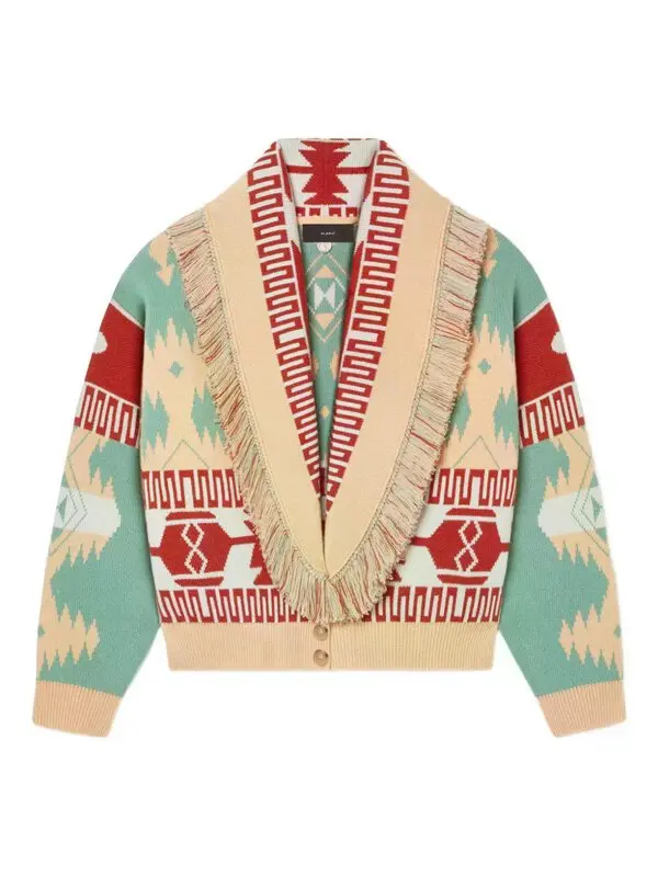 Alanui Icon Jacquard Fringed Cardigan - Neutrals