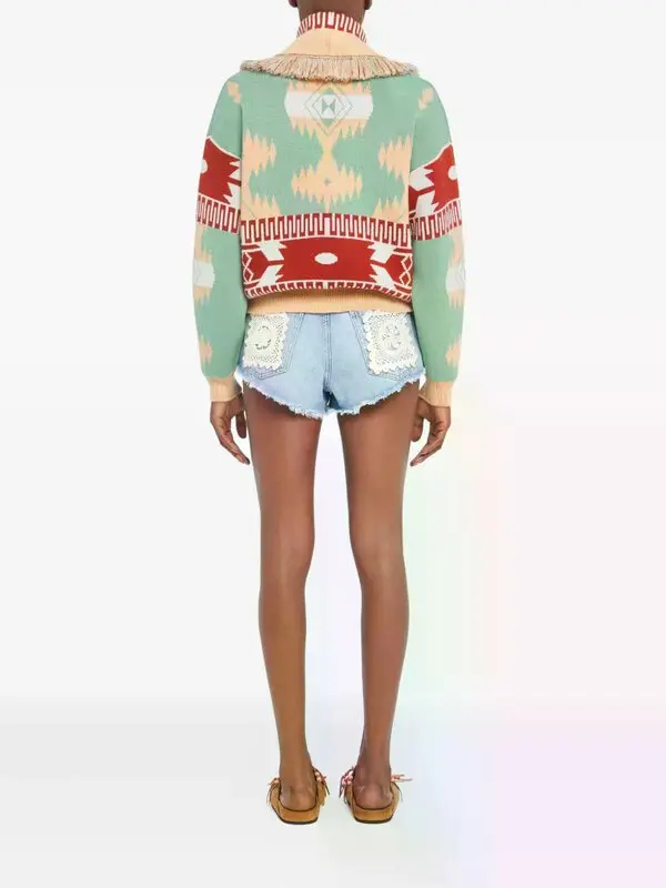 Alanui Icon Jacquard Fringed Cardigan - Neutrals