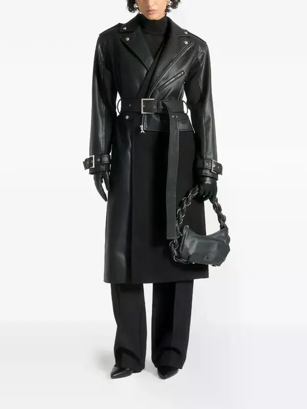 Manière De Voir Ayleen Leather Biker Trench Coat