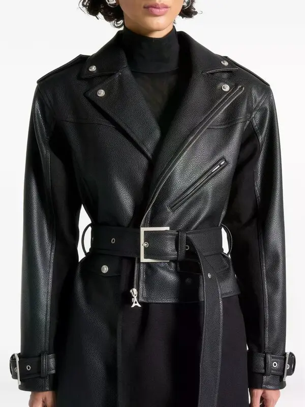 Manière De Voir Ayleen Leather Biker Trench Coat