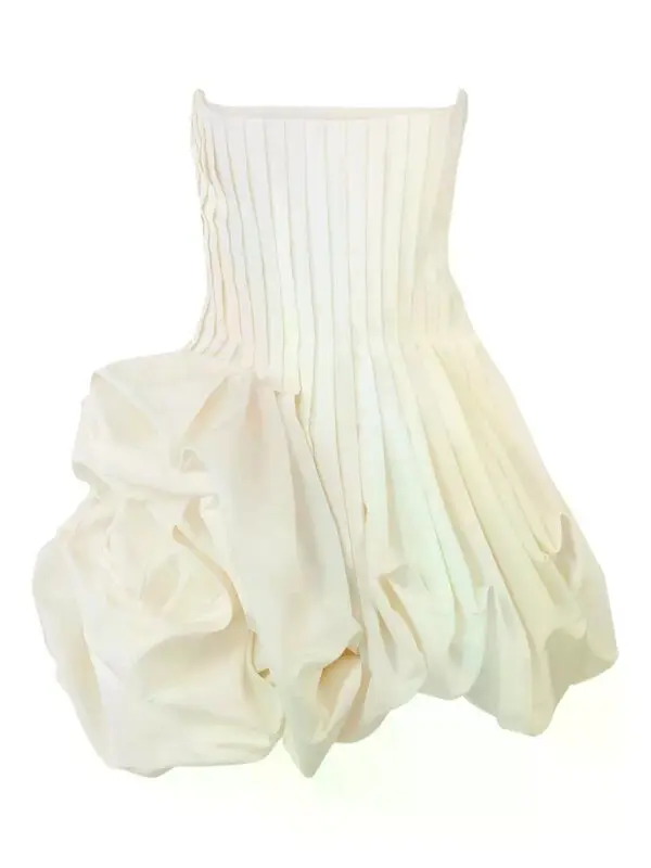 Carolina Herrera Pleated Mini Dress - Neutrals