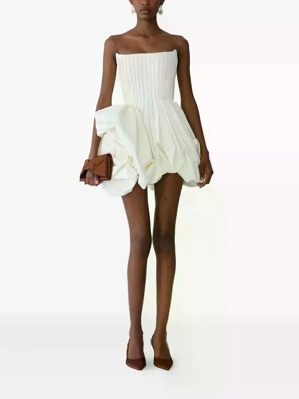 Carolina Herrera Pleated Mini Dress - Neutrals