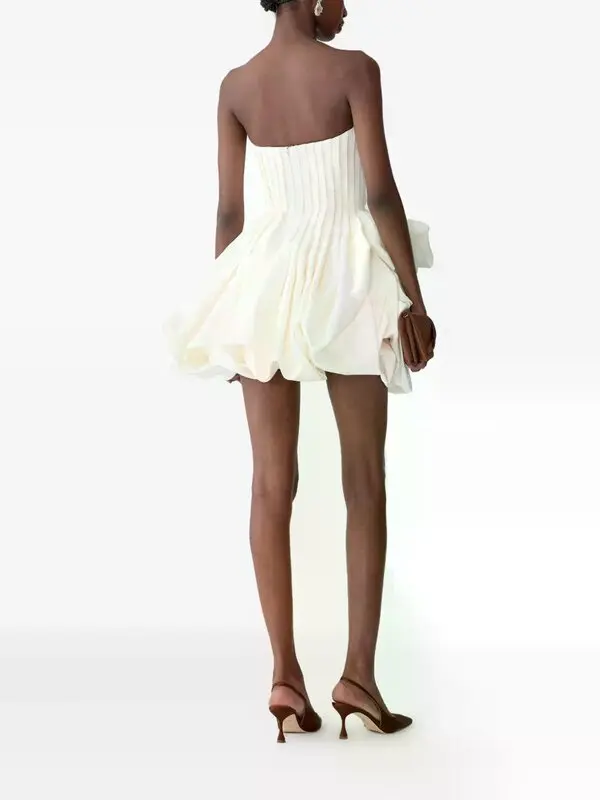 Carolina Herrera Pleated Mini Dress - Neutrals