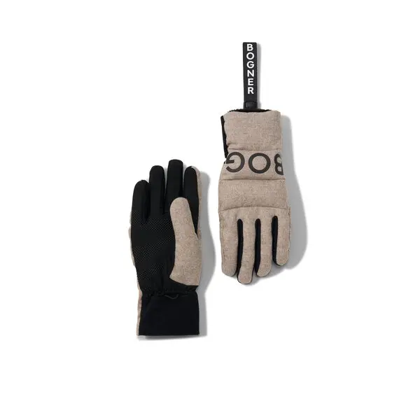Bogner Walker Flannel Gloves - Greige/black