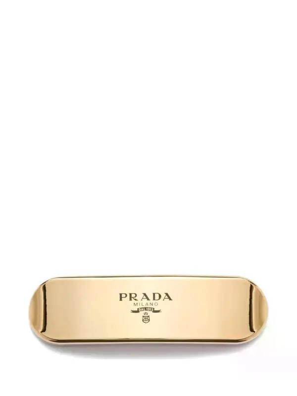Prada Enameled Logo Hair Clip - Gold