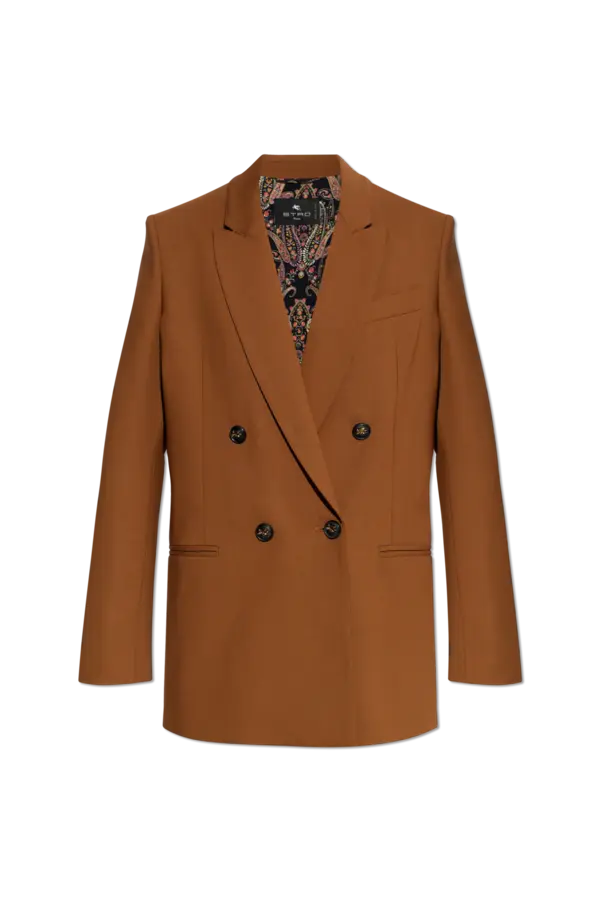 Etro Wool Double-breasted Blazer - Brown