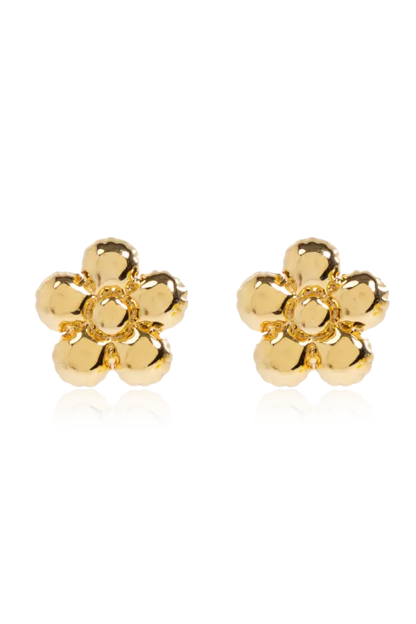 Marc Jacobs Floral Brass Stud Earrings - Gold