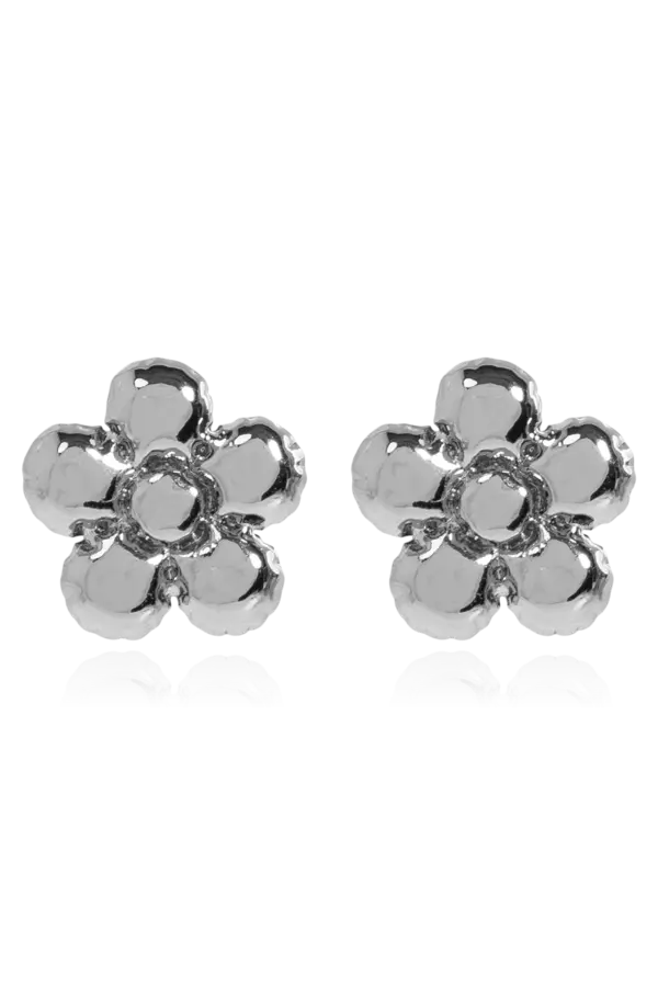 Marc Jacobs Brass Flower Earrings - Silver