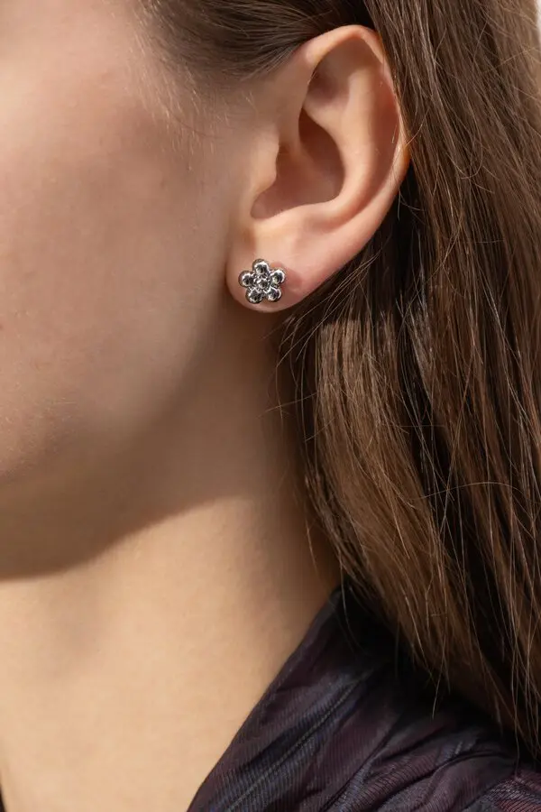 Marc Jacobs Brass Flower Earrings - Silver