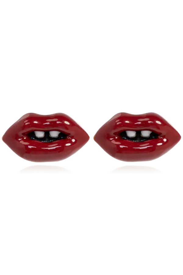 Marc Jacobs Brass Lips Earrings - Red