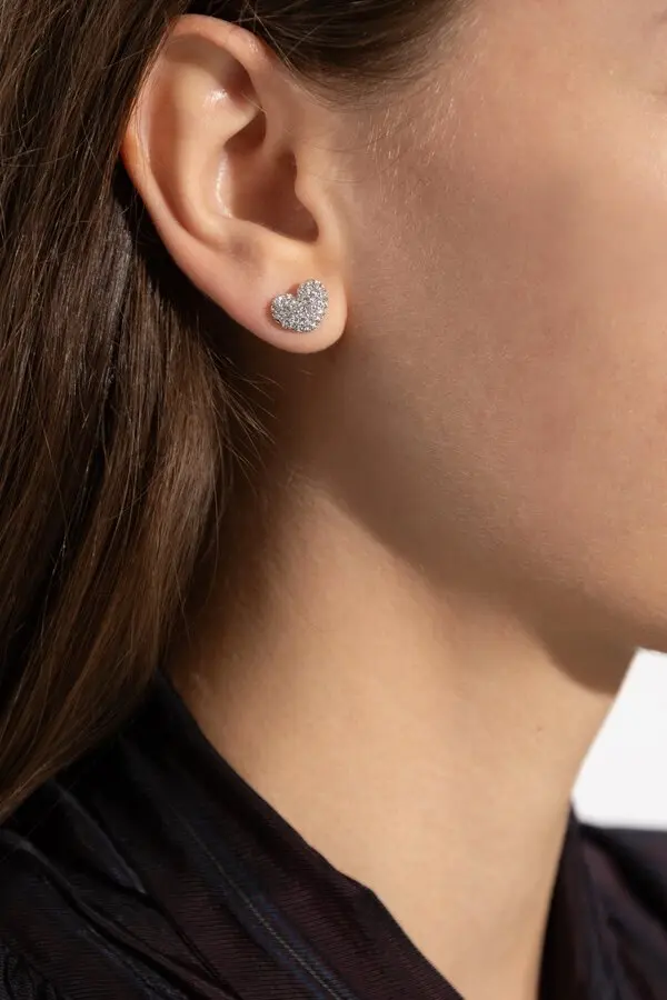 Marc Jacobs Brass Heart Stud Earrings - Silver