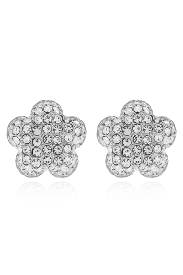 Marc Jacobs Flower Brass Clip-on Earrings - Silver