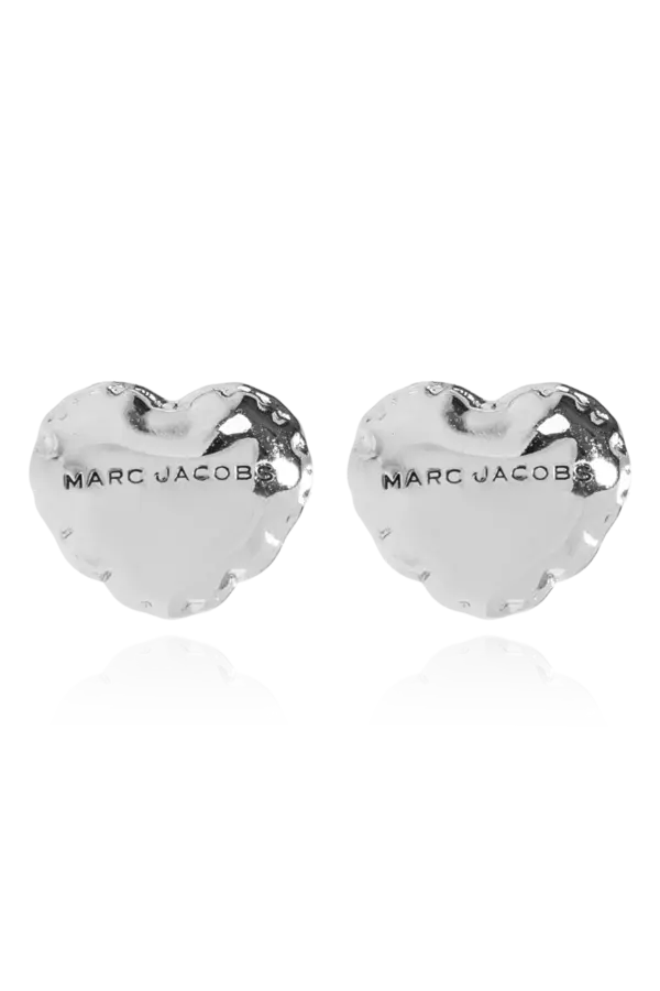Marc Jacobs Brass Heart Stud Earrings - Silver