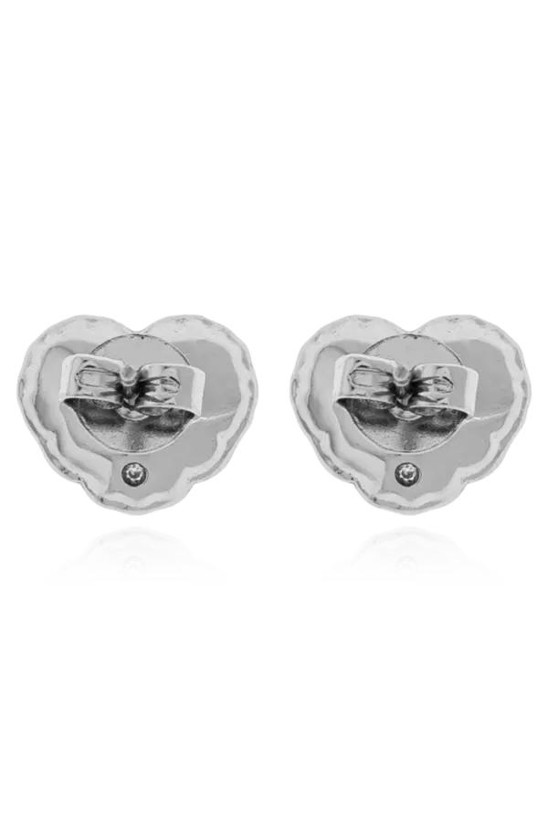 Marc Jacobs Brass Heart Stud Earrings - Silver