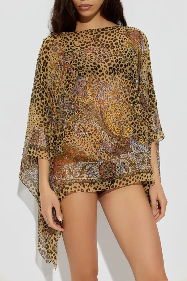 Etro Silk Poncho - Brown