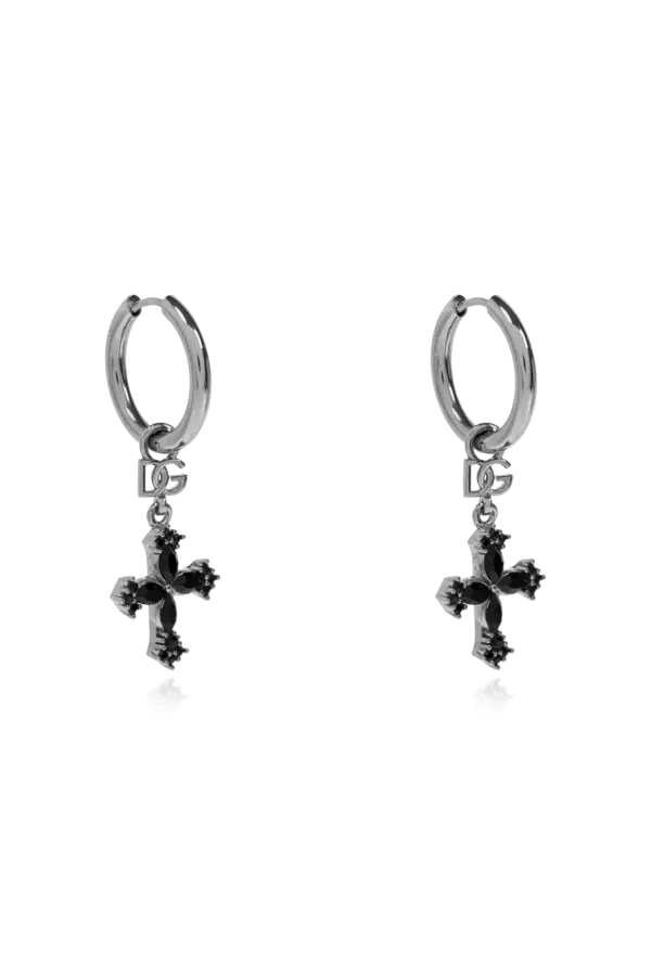 Dolce & Gabbana Religious Motif Hoop Earrings - Silver