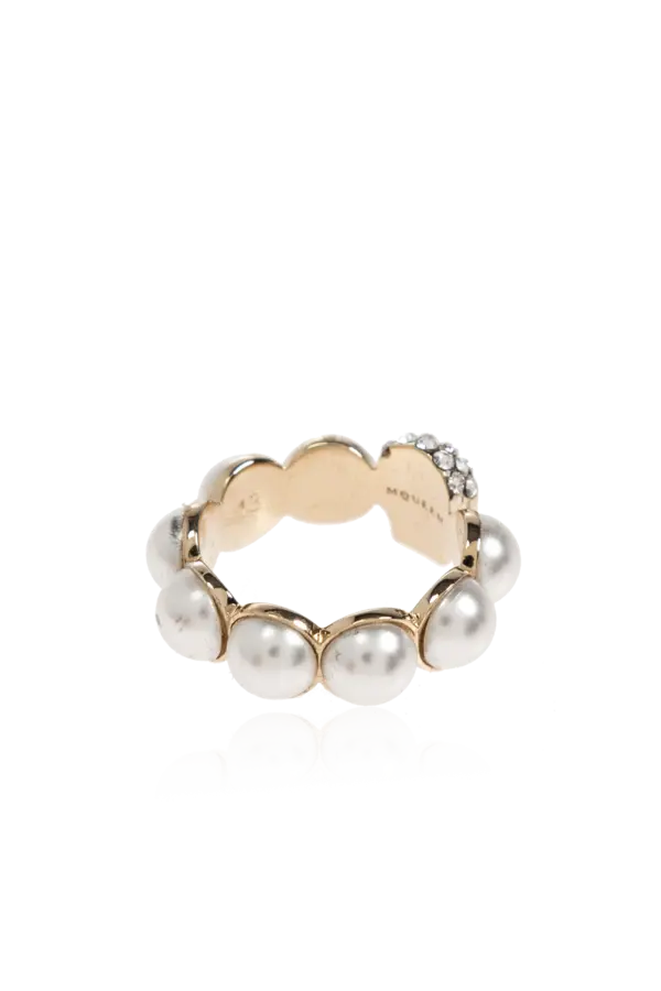 Alexander McQueen Ring With Skull Motif And Crystals - Gold