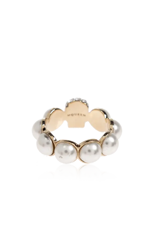 Alexander McQueen Ring With Skull Motif And Crystals - Gold