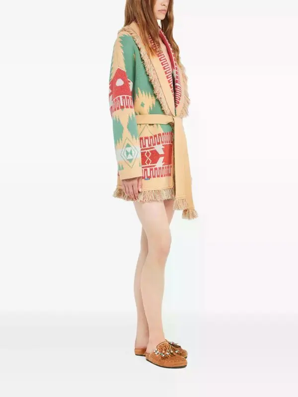 Alanui Icon Jacquard Fringed Cardigan - Neutrals