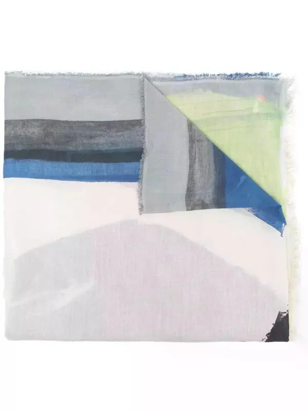 Faliero Sarti Abstract-print Frayed-edge Scarf - Neutrals