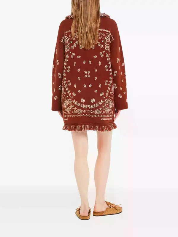 Alanui Bandana Jacquard Fringed Cardigan - Brown