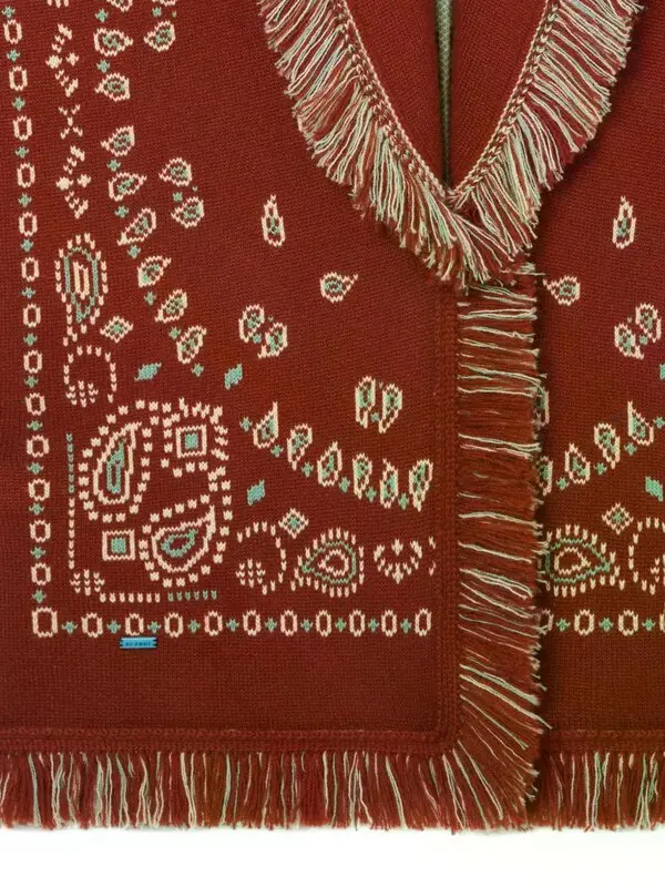 Alanui Bandana Jacquard Fringed Cardigan - Brown