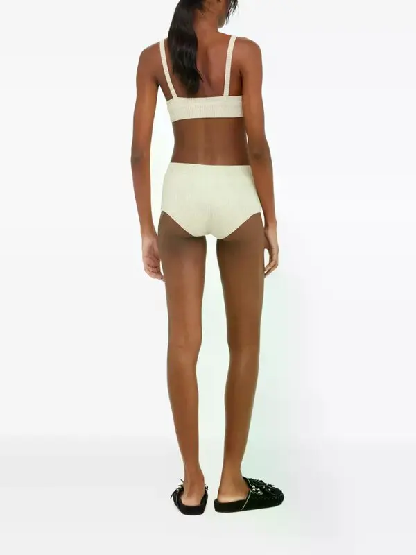 Alanui Ribbed Culotte Shorts - Neutrals