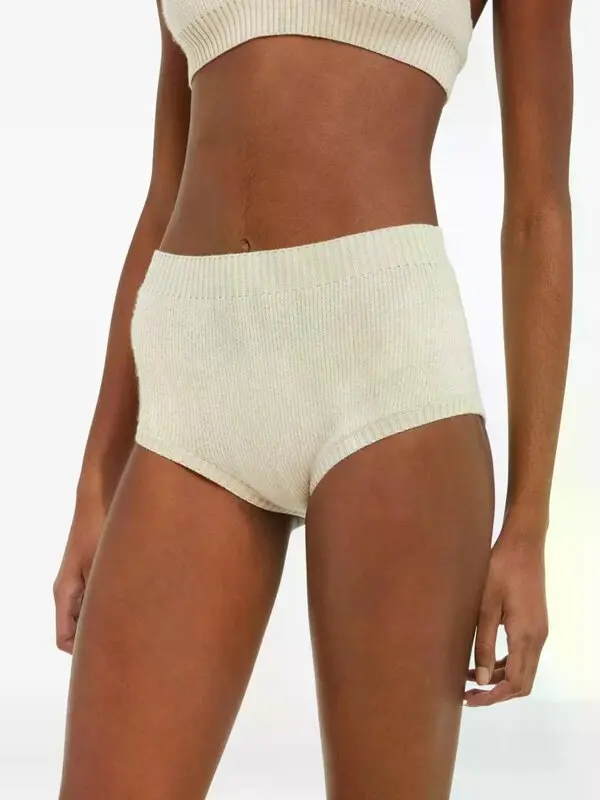 Alanui Ribbed Culotte Shorts - Neutrals