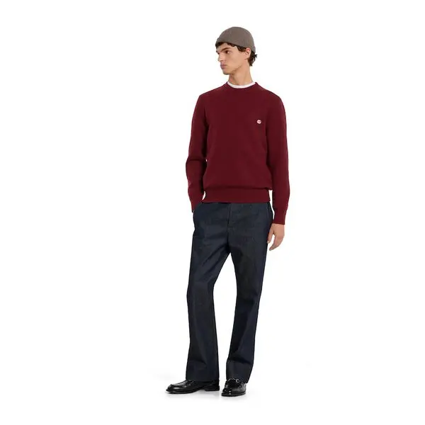 Gucci Wool Cashmere Sweater With Double G Embroidery - Bordeaux